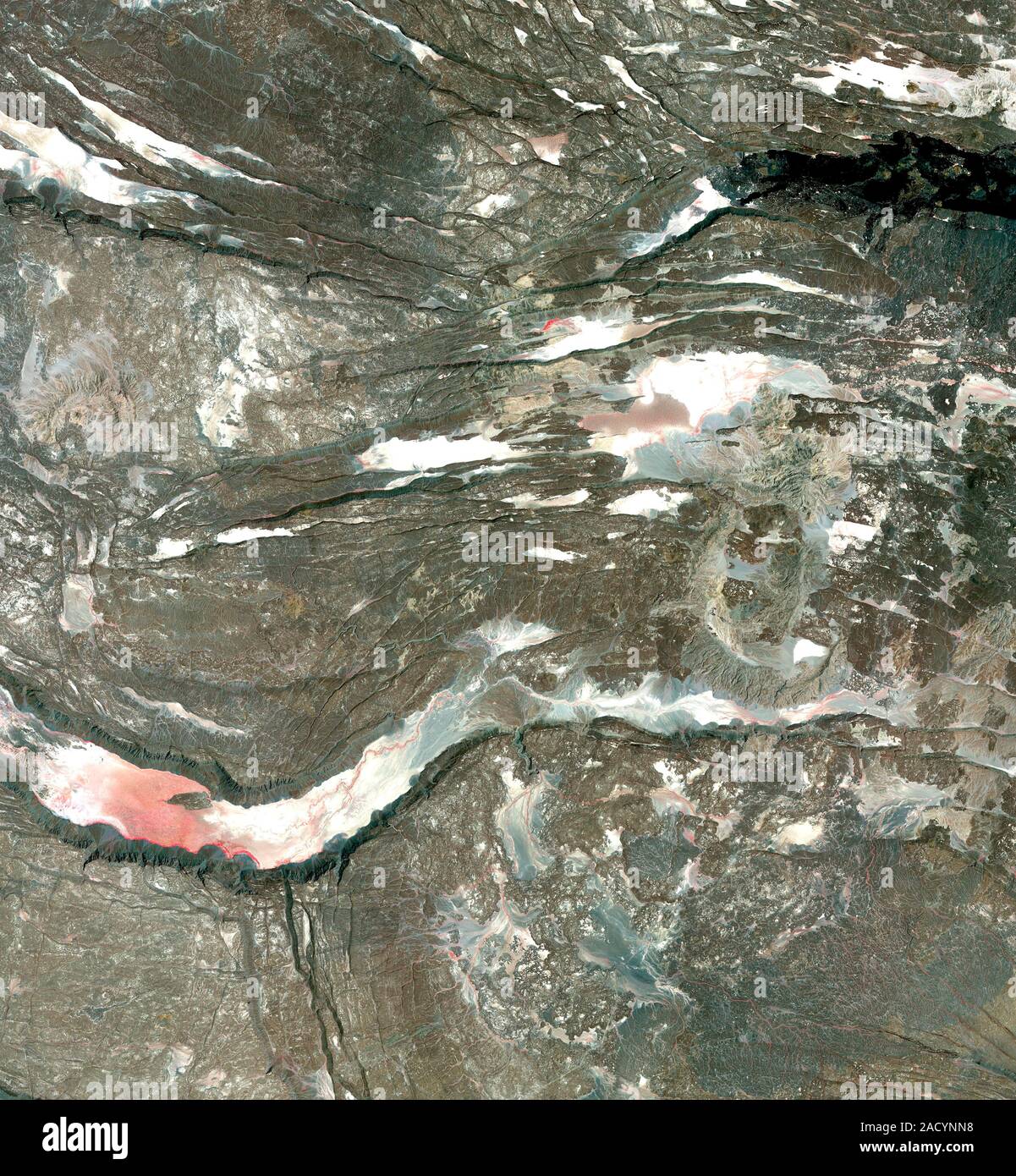 Infrared satellite image of a section of the Afar triangle in Ethiopia ...