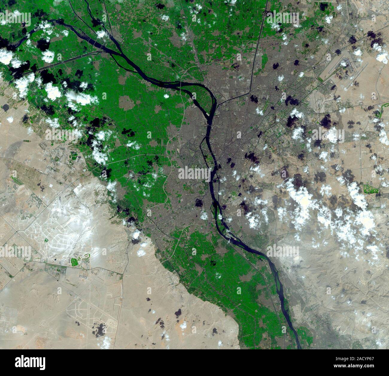 Satellite image of Cairo, the capital city of Egypt. It is situated on ...