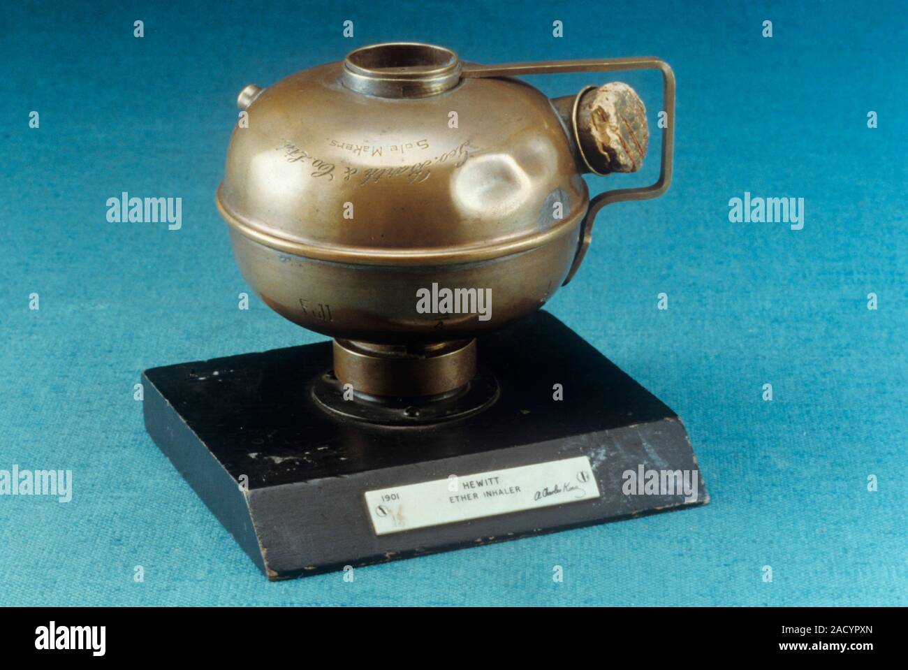 Anaesthetic inhaler, 1901. This is part of a Hewitt's Inhaler, designed ...