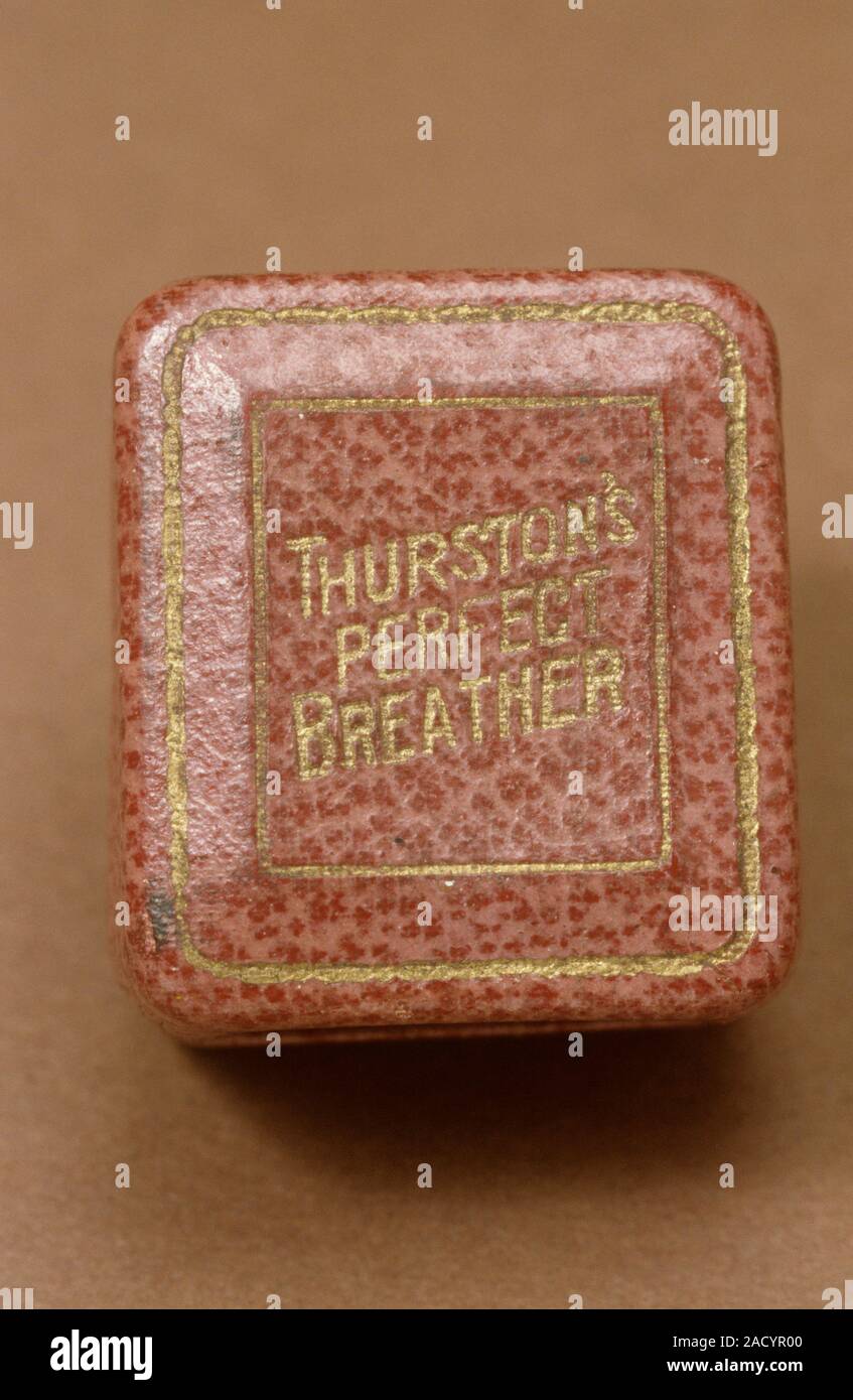 Box containing Thurston's Perfect Breather gold-filled patent nose clip ...