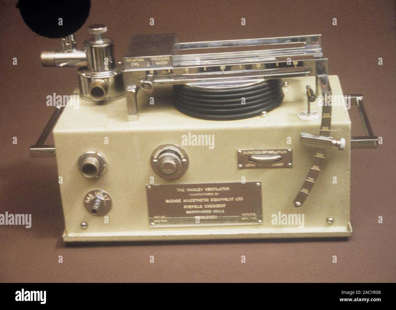Medical ventilator, mid-20th century. This is a Manley ventilator ...