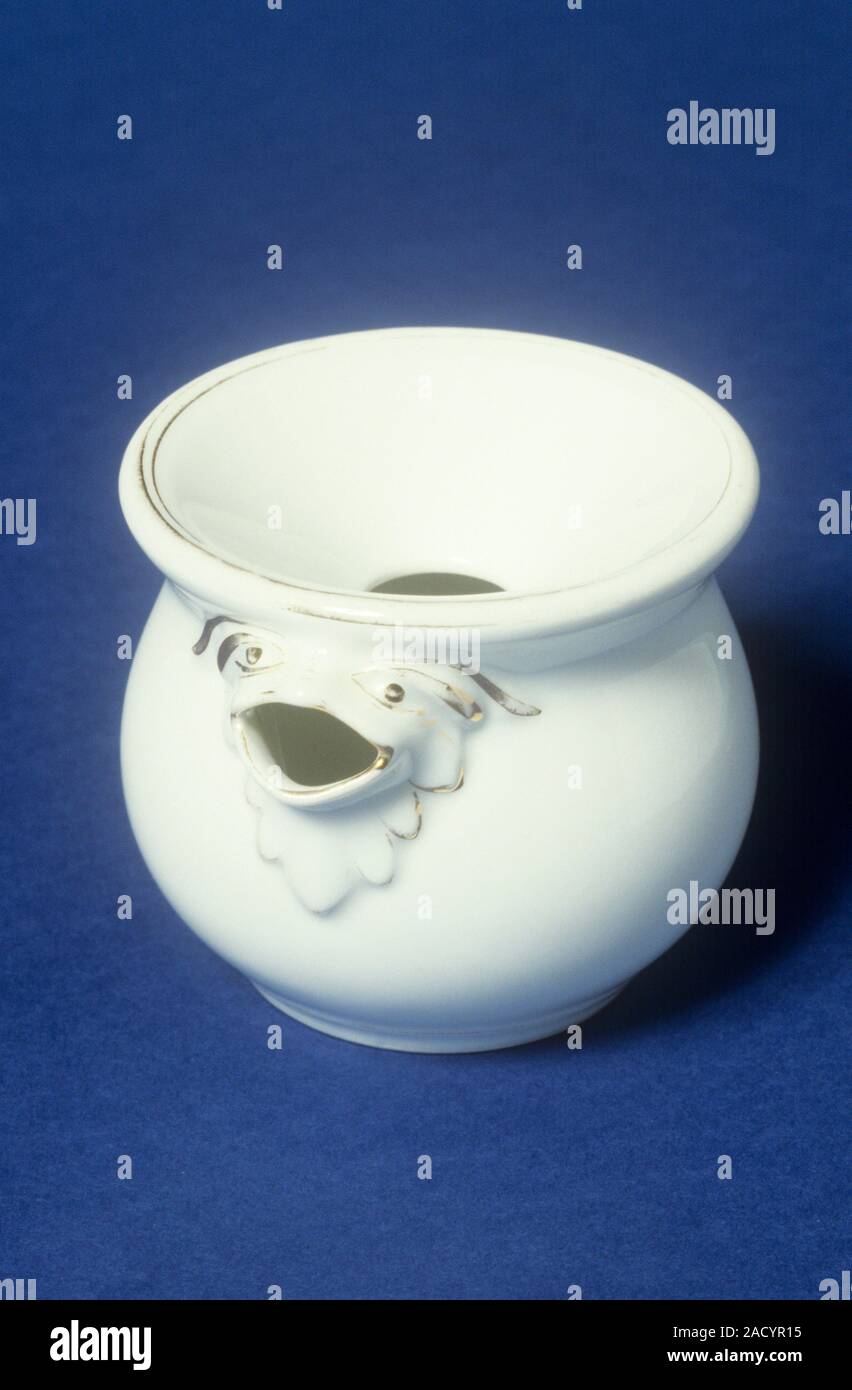 Ceramic spittoon, circa 1860. Spittoons were receptacles made for ...