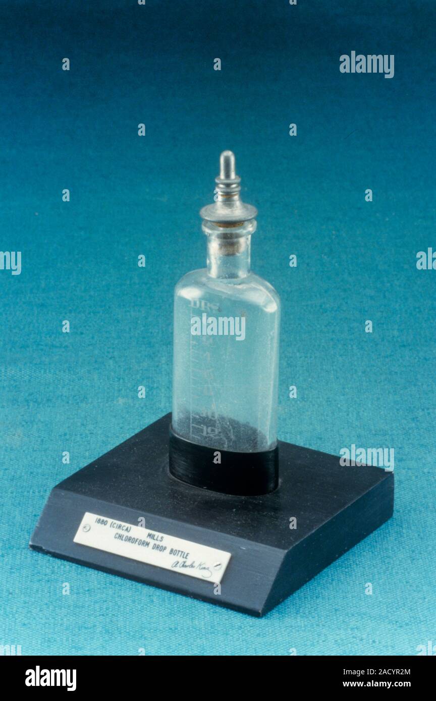 Anaesthesia drop bottle, circa 1880. This is a Mills chloroform drop ...