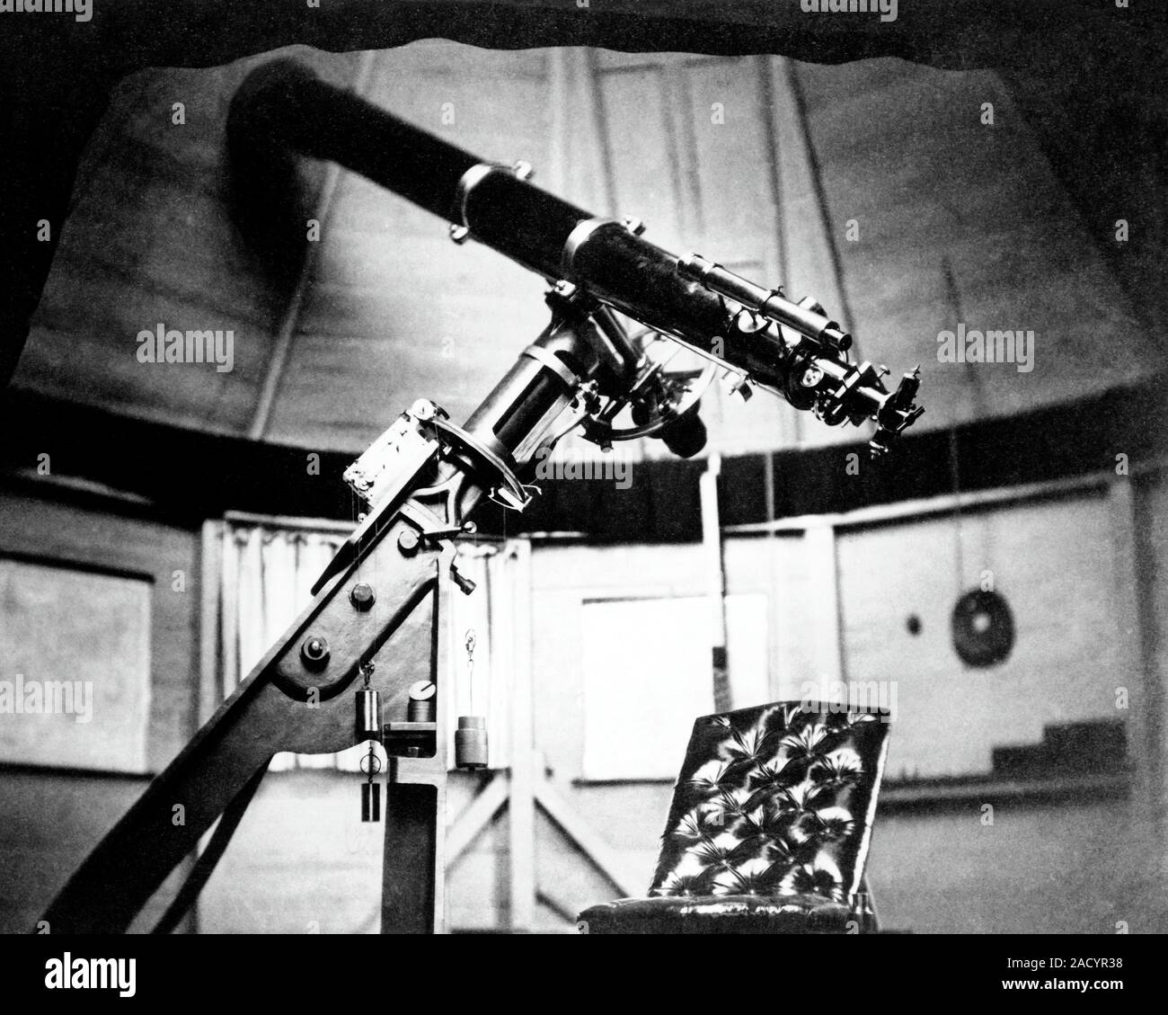 Equatorial telescope. This 6.4 inch Merz refractor telescope on an ...