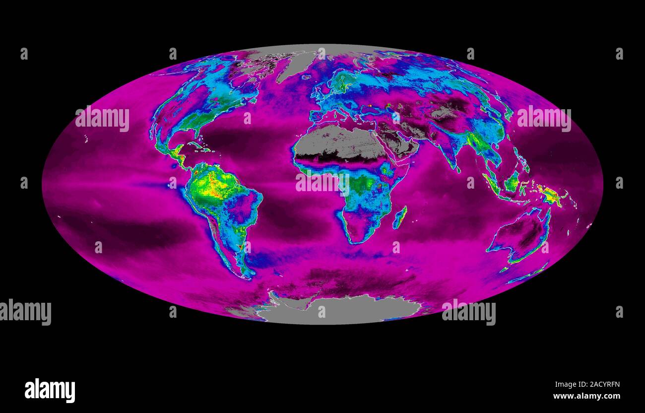Global productivity levels. Map based on satellite data showing the ...