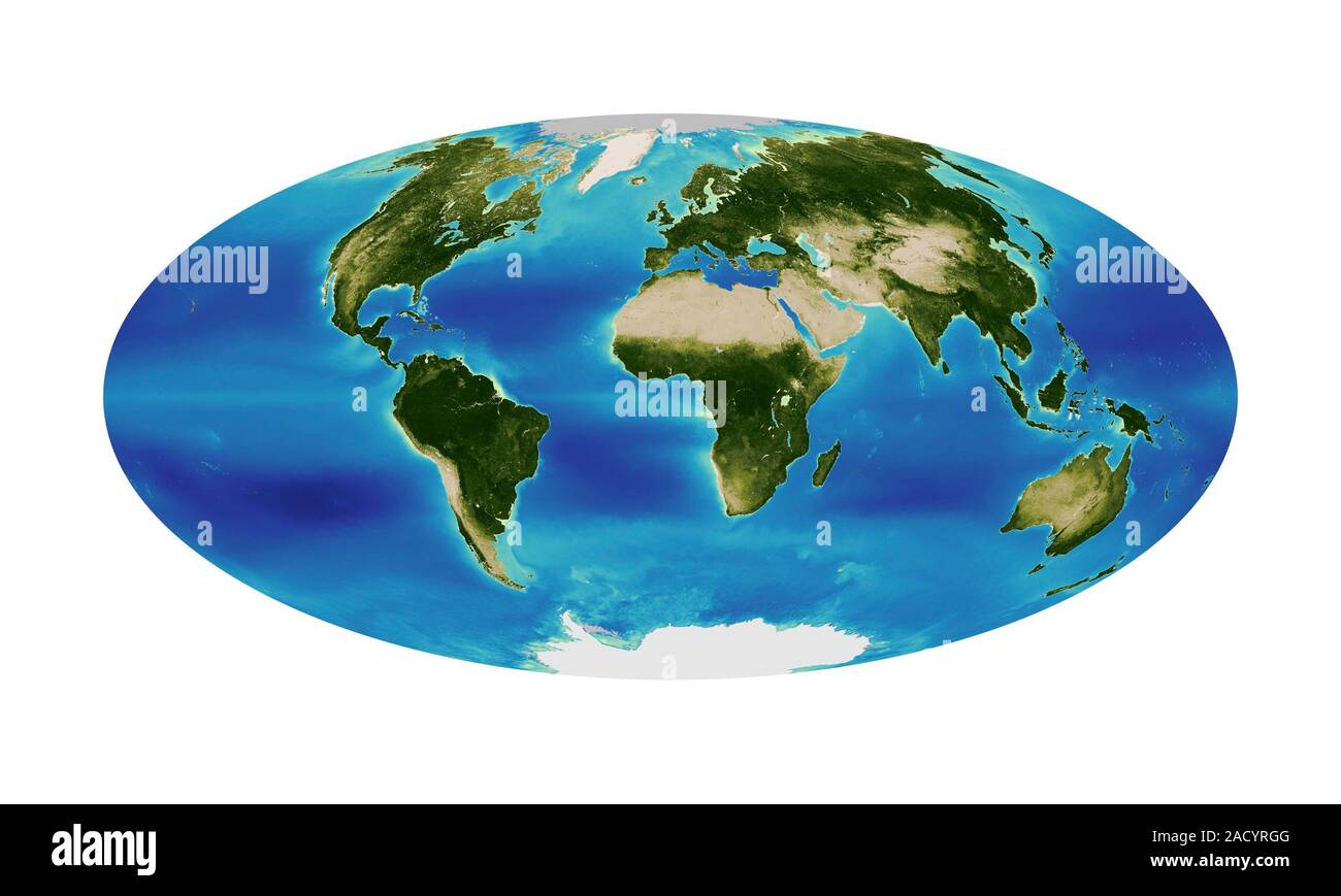 Global chlorophyll levels, 1998-2010. Global satellite map showing ...