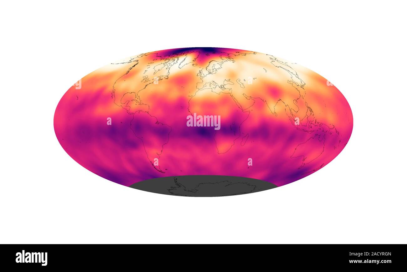 Global carbon dioxide levels. Satellite map of the Earth showing the ...