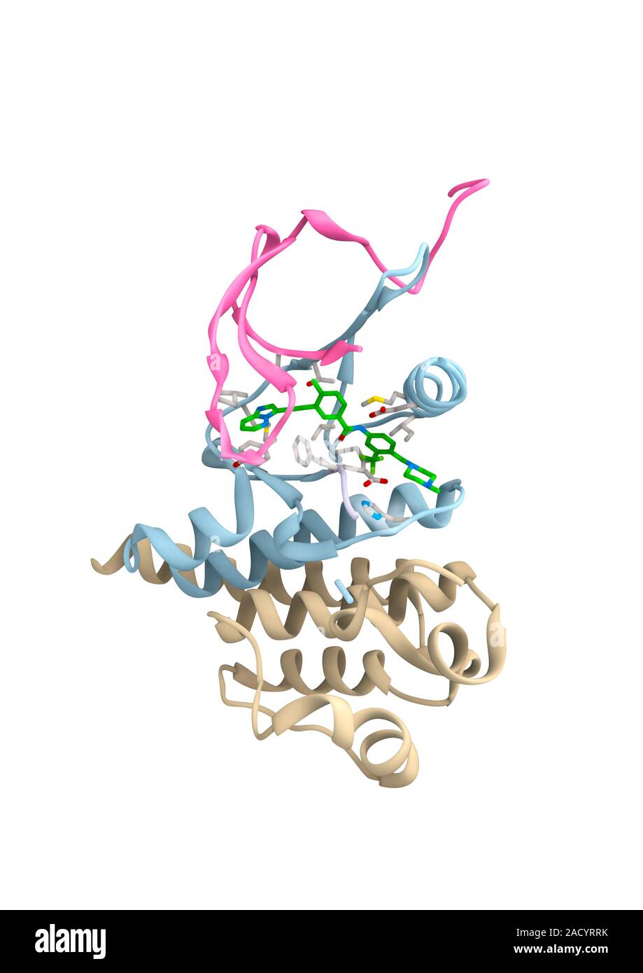 Ponatinib leukaemia drug molecule. Computer model showing the structure ...