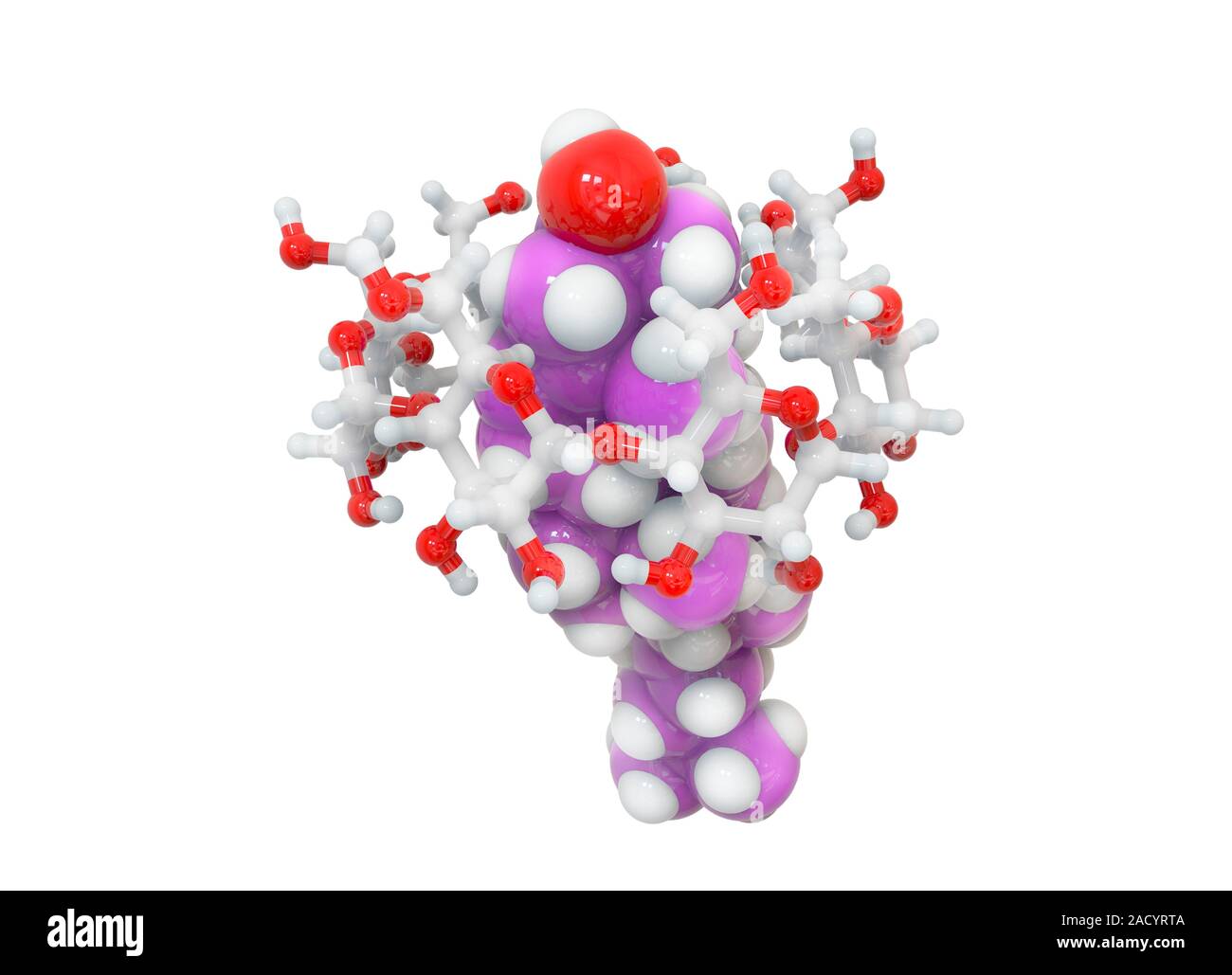 Beta-cyclodextrin and cholesterol complex. Computer model showing a ...