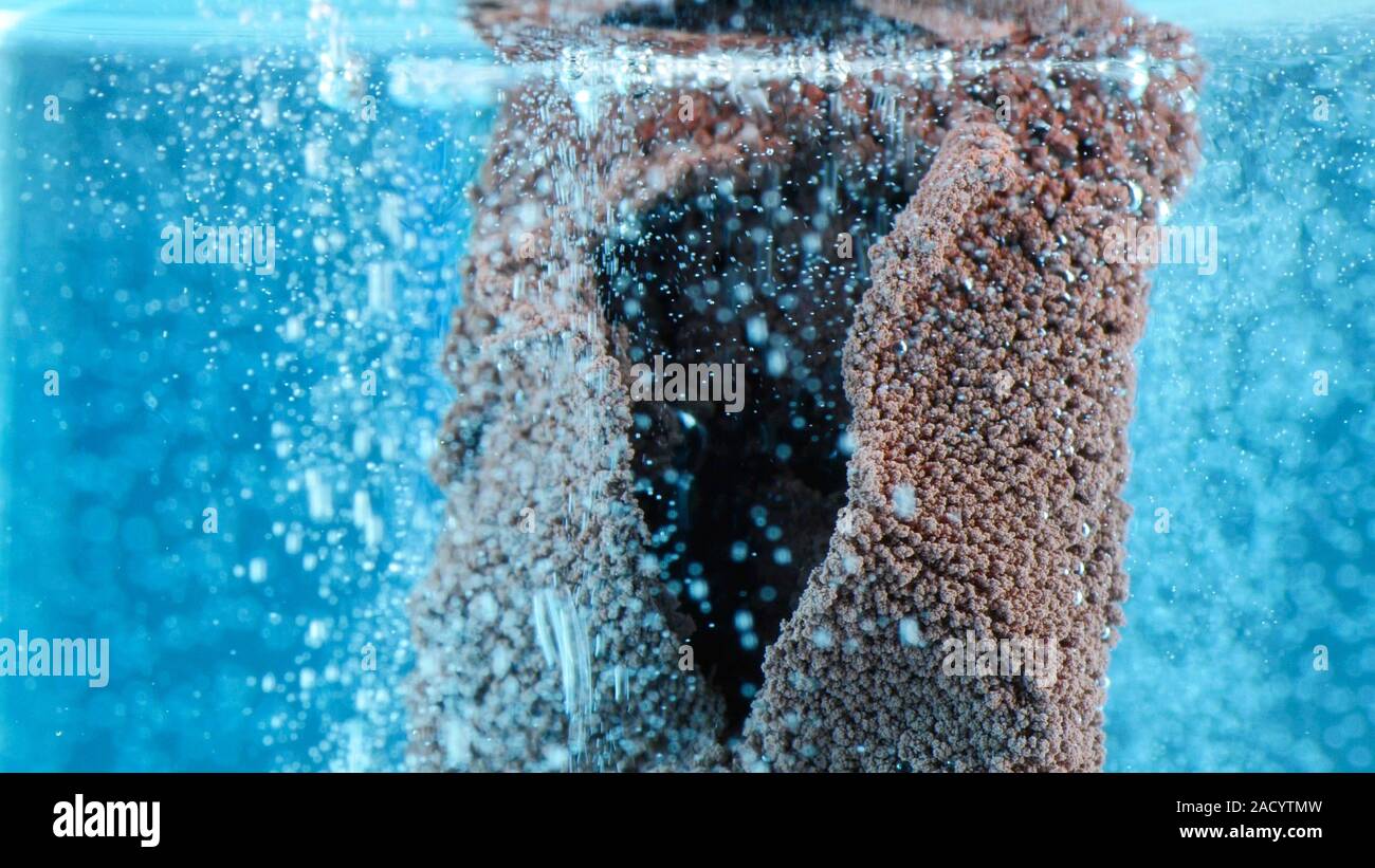 Zinc reacting with copper sulphate solution and sulphuric acid. The ...