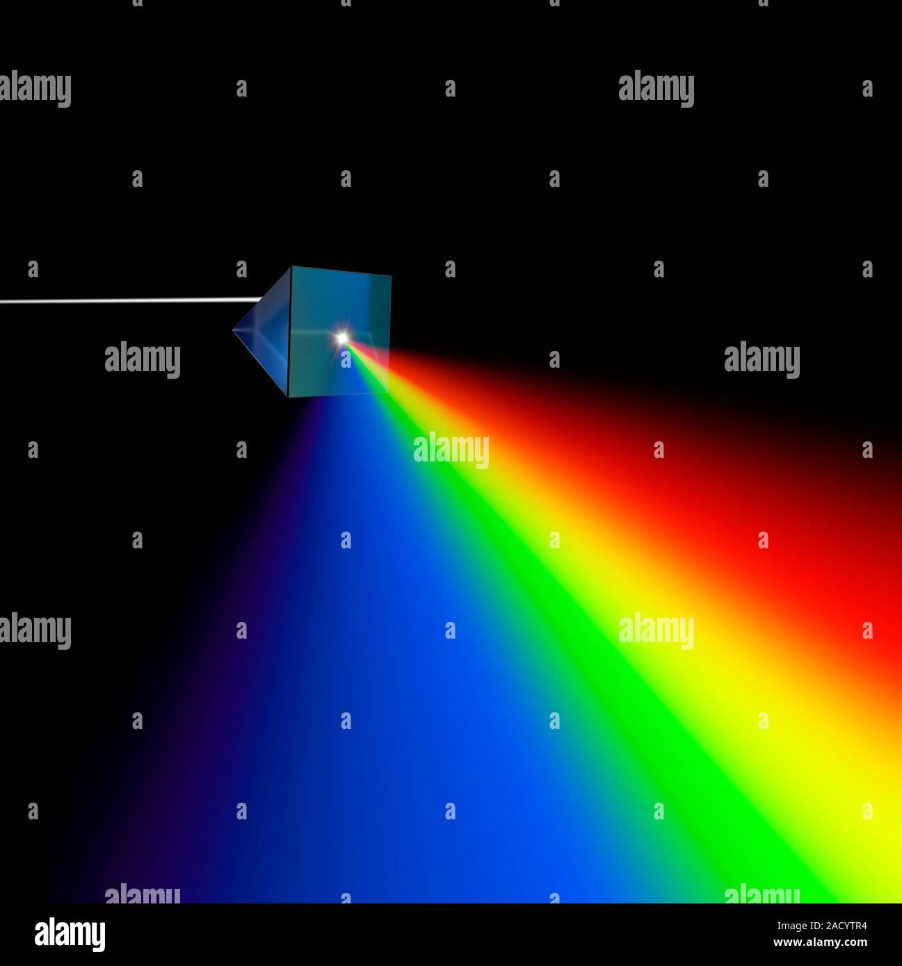 Prism refracting a beam of white light into the spectrum. The spectrum ...