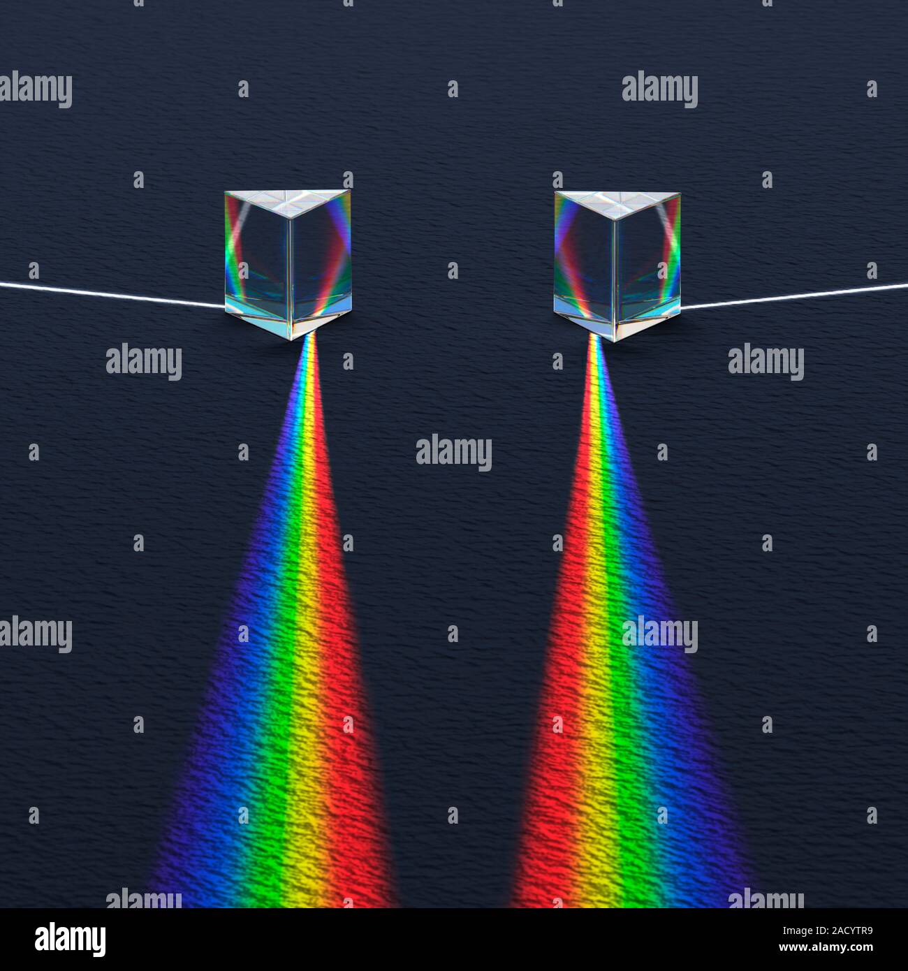 2 Prisms demonstrating refraction and reflection effects. Beams of ...