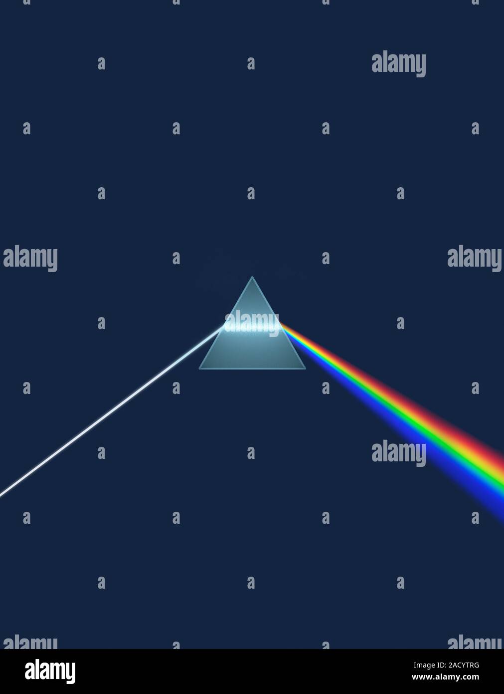 Prism demonstrating refraction and reflection effects. Beam of white ...