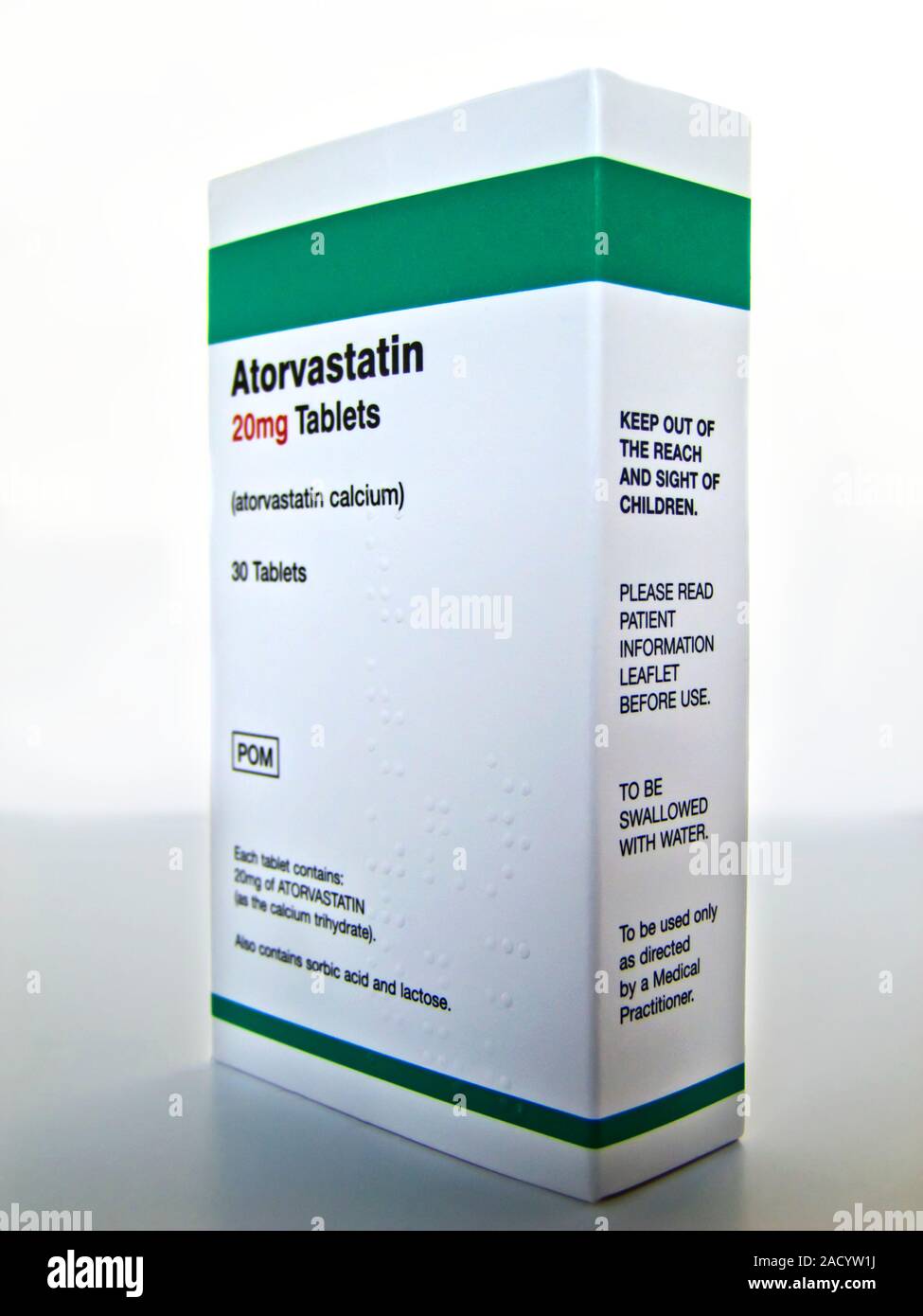 Atorvastatin drug packaging. This drug is used to treat dyslipidemia ...