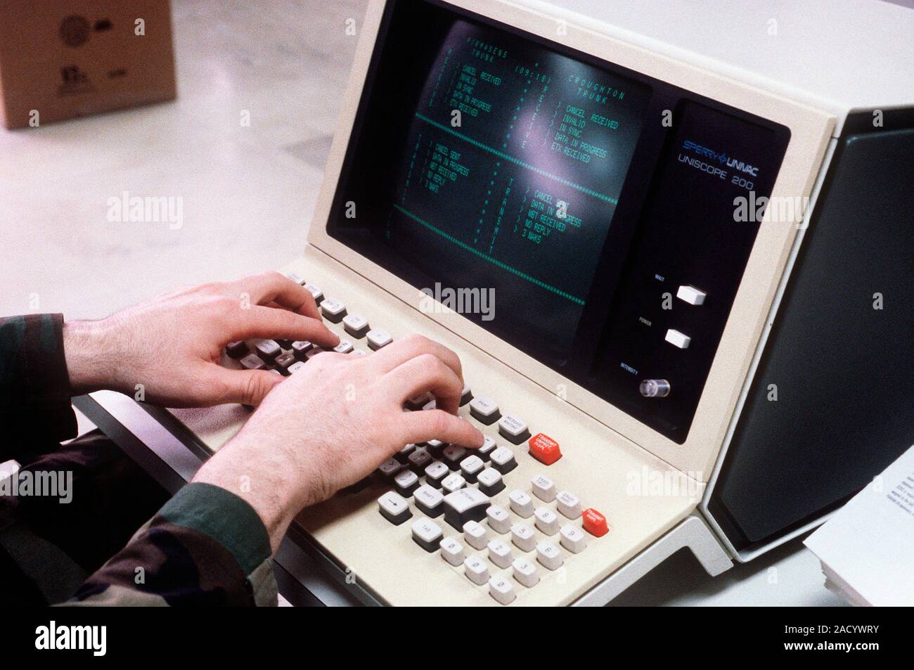 1980s military computing. Soldier of the 102nd Signal Battalion ...