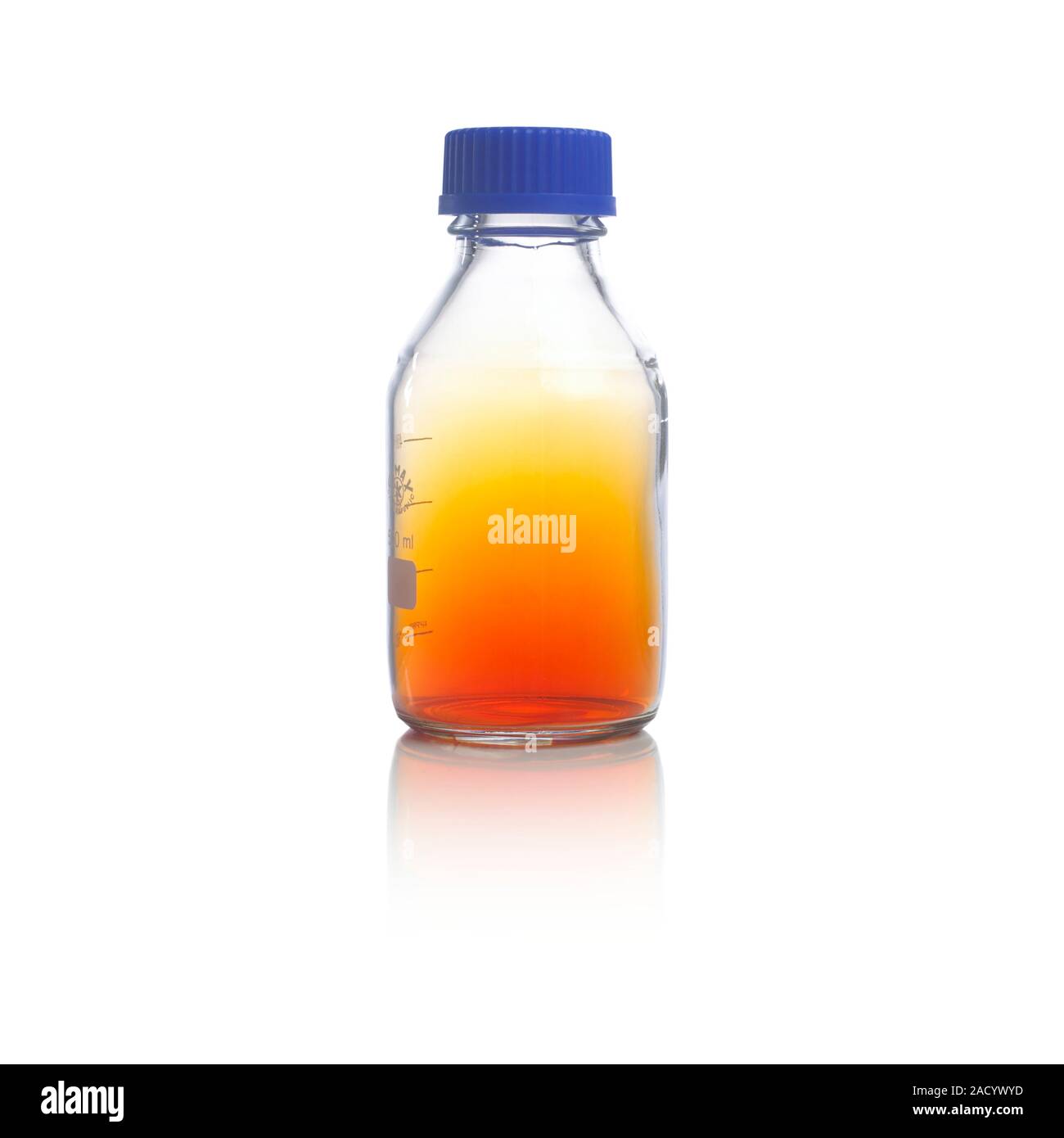 A bottle containing bromine gas. Bromine is a fuming red-orange ...