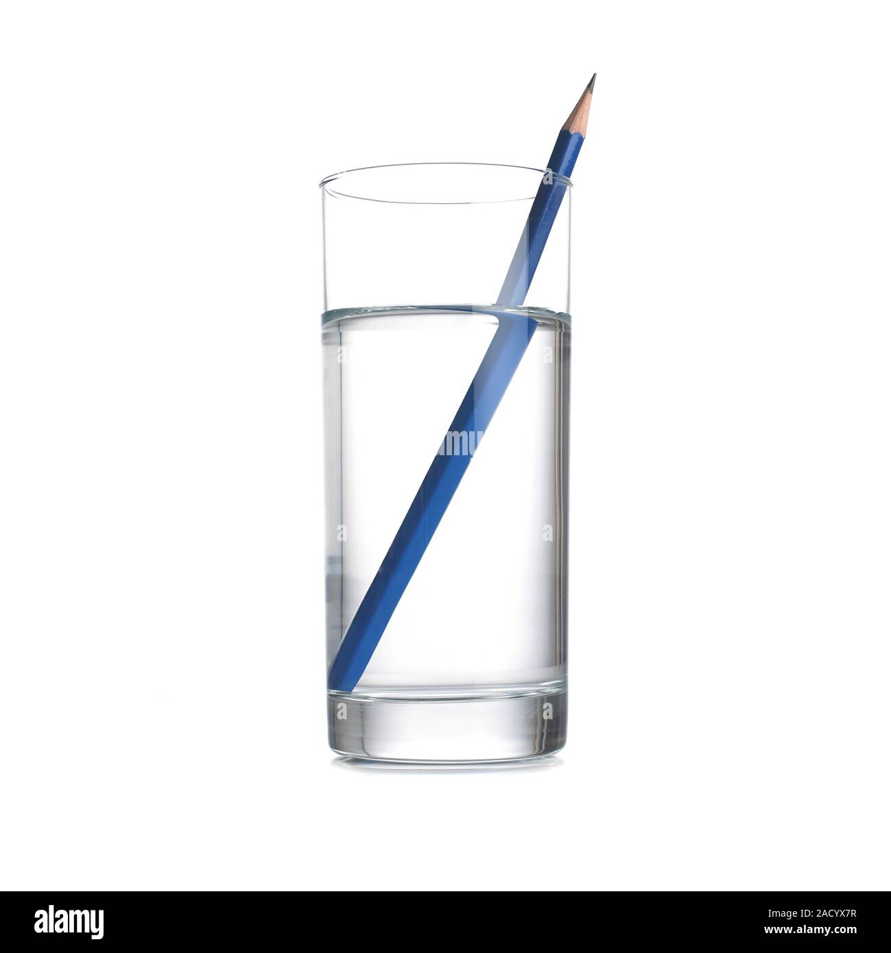 Refraction of the image of a pencil in a glass of water. The image of ...
