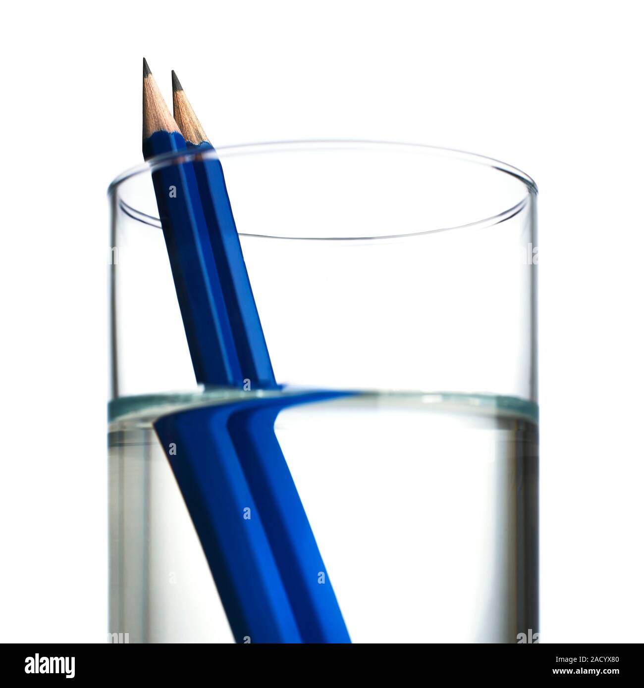 Refraction of the image of pencils in a glass of water. The image of ...
