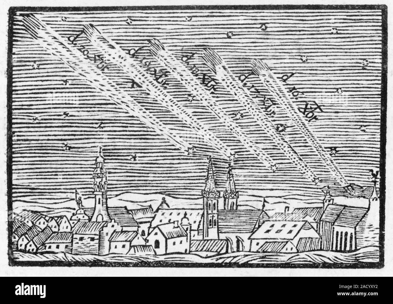 Comet of 1680. Historical illustration of the Great Comet of 1680 (C ...