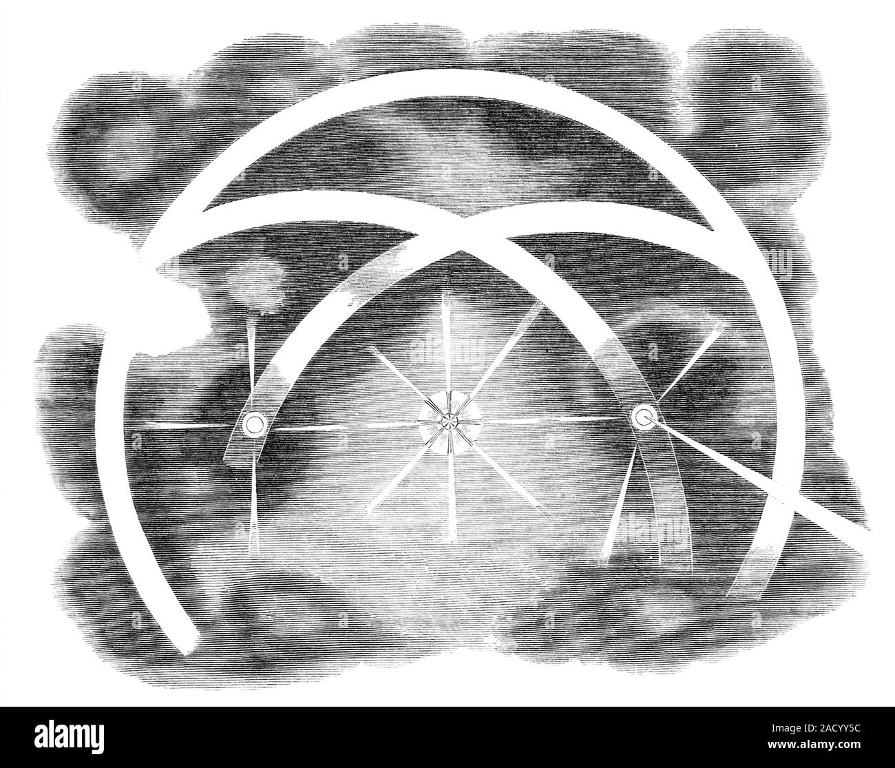 Lunar halo and moon dogs (paraselene), 19th-century illustration. These ...
