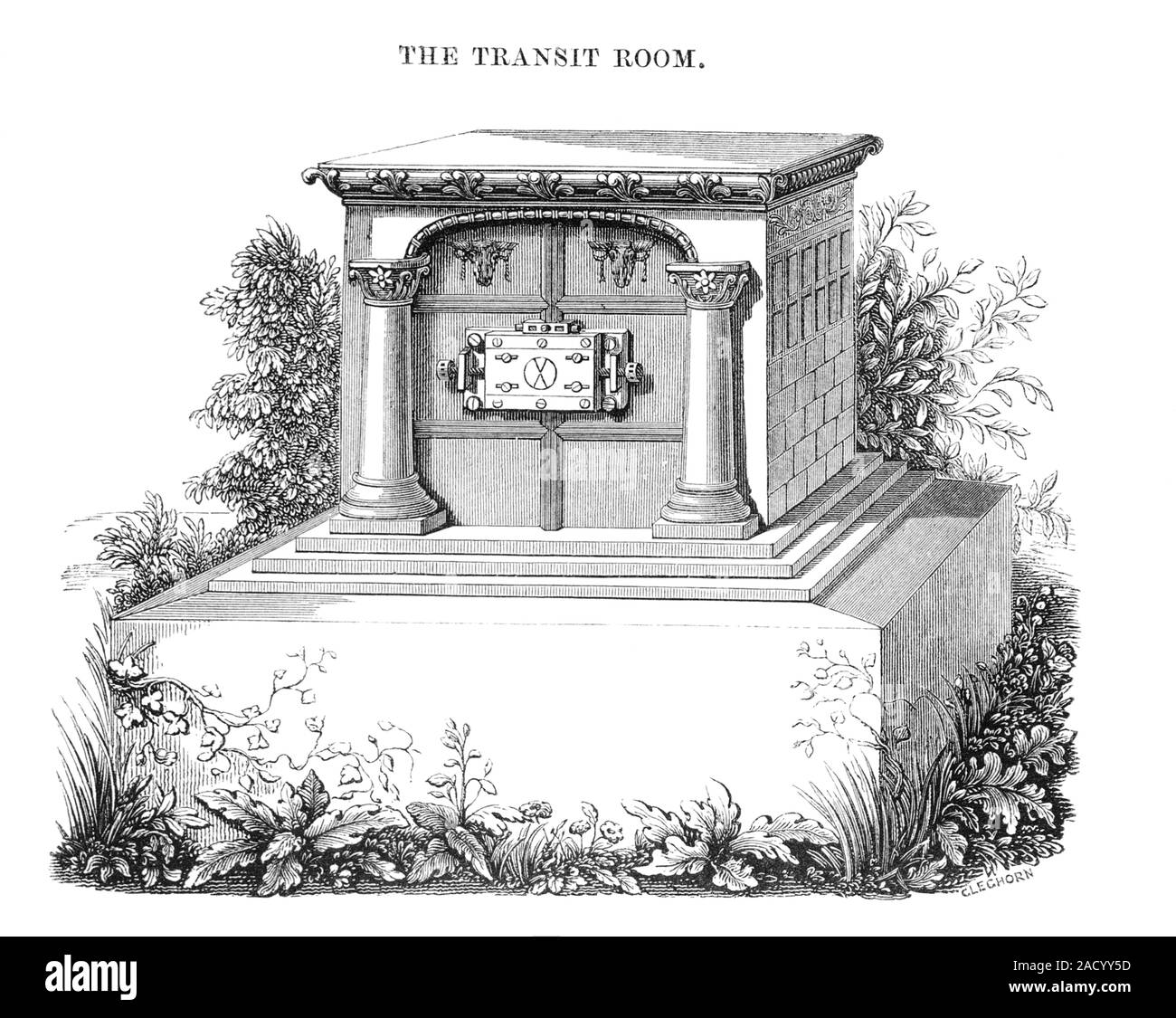 Meridian mark. 19th-century illustration of a meridian mark in the ...