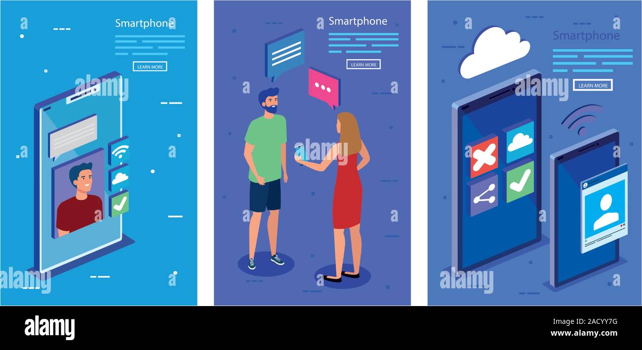 Isometric smartphones and people vector design Stock Vector Image & Art - Alamy