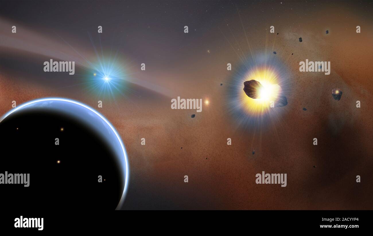 Hypothetical Beta Pictoris planet. Computer illustration of a ...