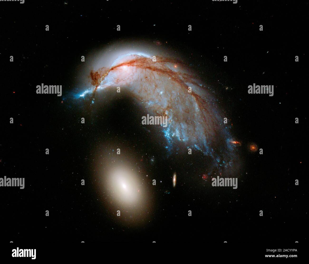 Colliding galaxies. Composite Hubble Space Telescope (HST) image of the ...