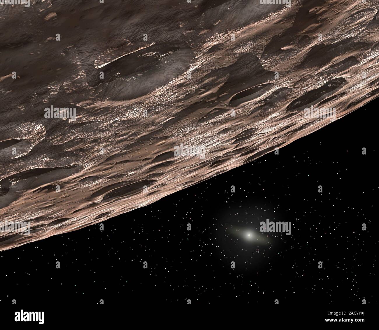 Kuiper Belt object. Computer illustration of an object orbiting in the ...