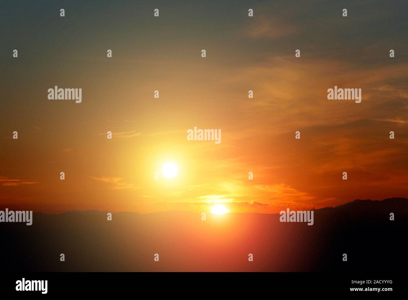 Binary star planetary system. Computer illustration of a view across an ...