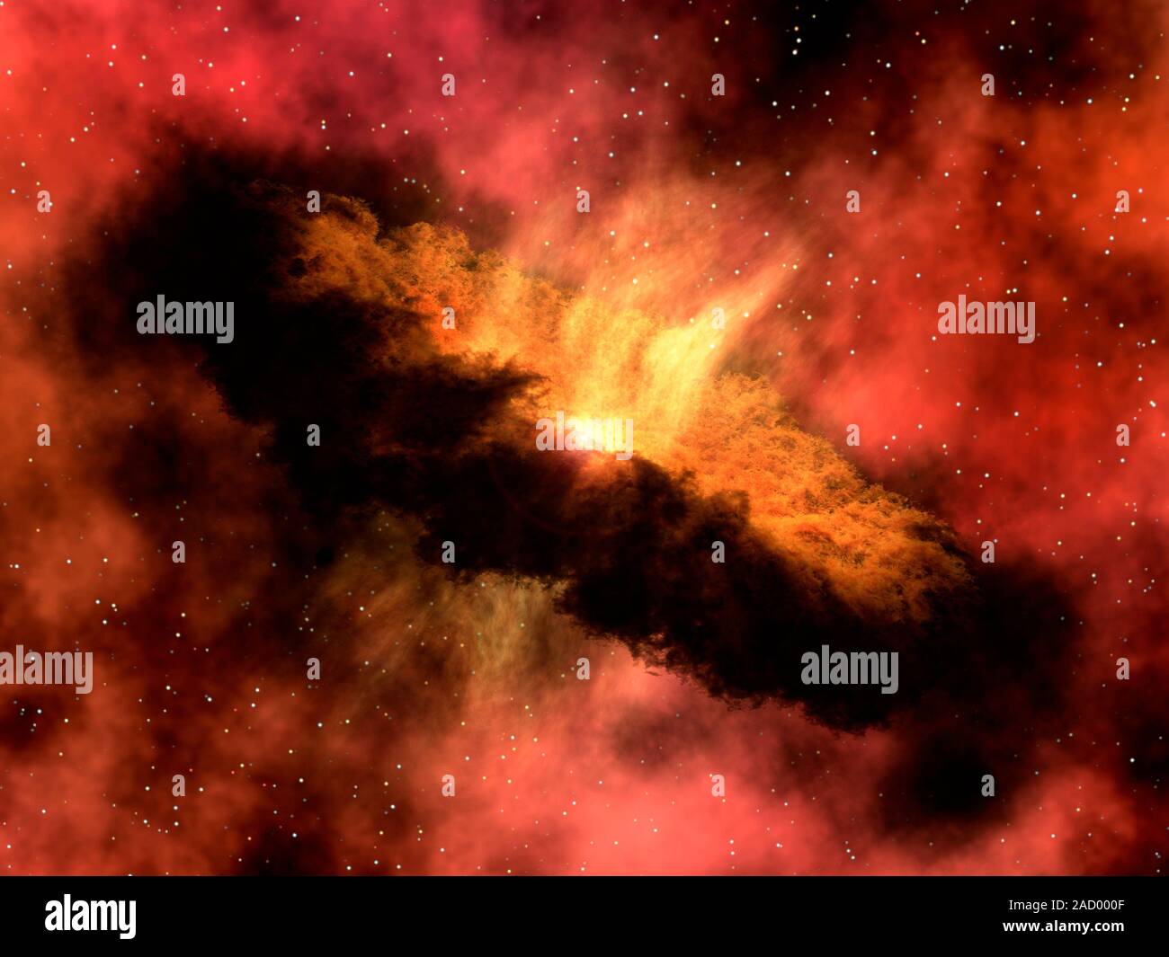 Planet-forming disk around a star. Computer illustration of planet ...