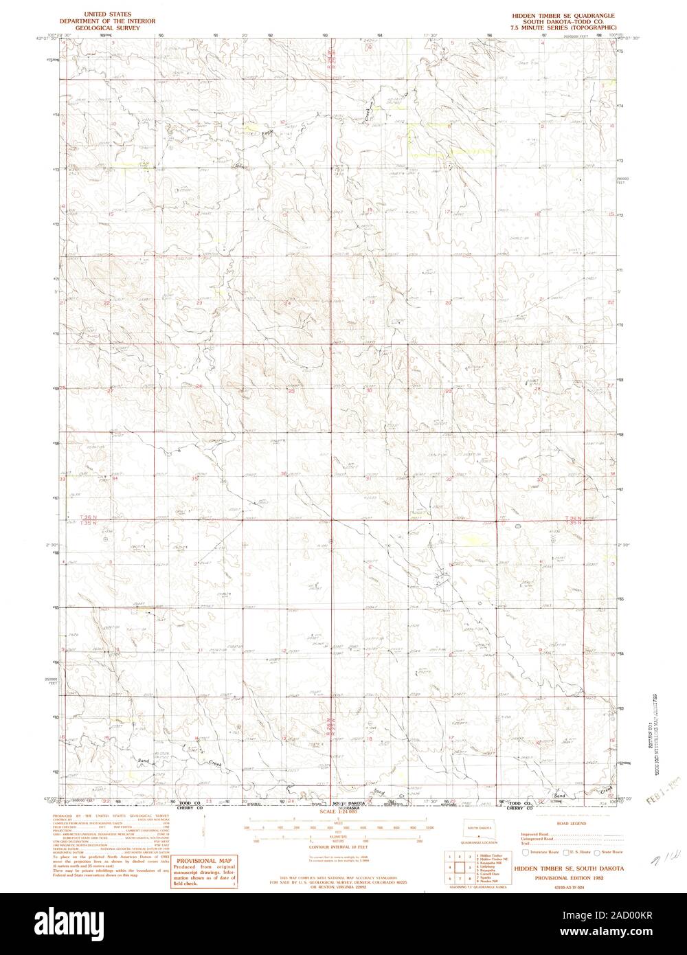 USGS TOPO Map South Dakota SD Hidden Timber SE 343381 1982 24000 ...
