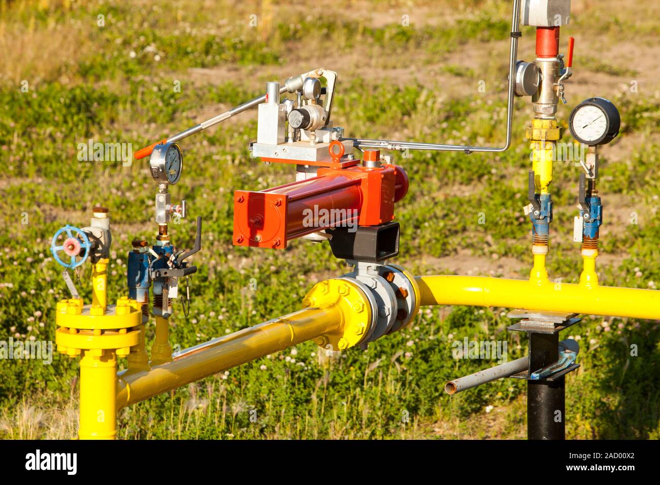 A gas pipeline in Alberta, Canada, piping natural gas south Stock Photo ...