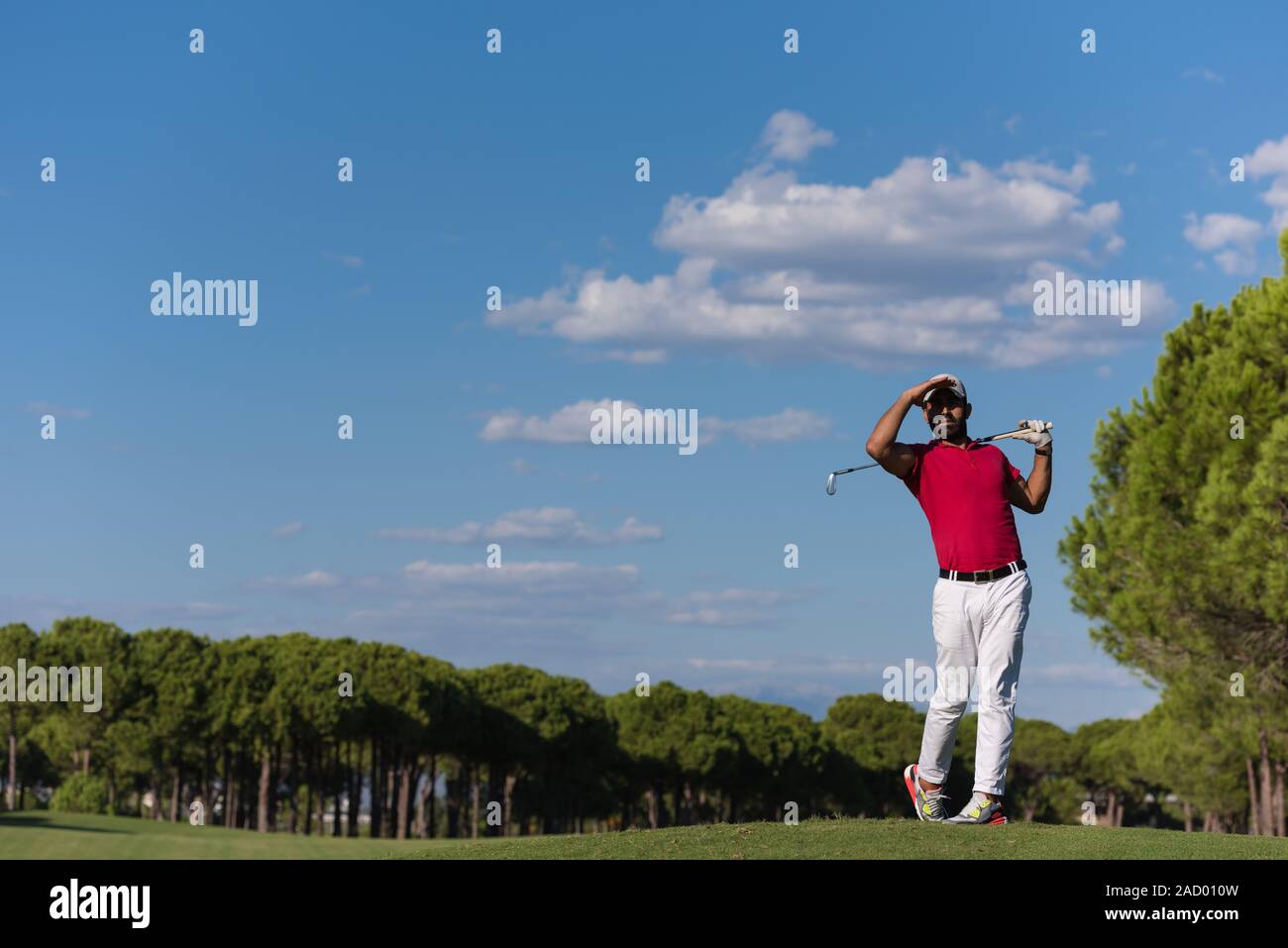 golf player hitting long shot Stock Photo - Alamy