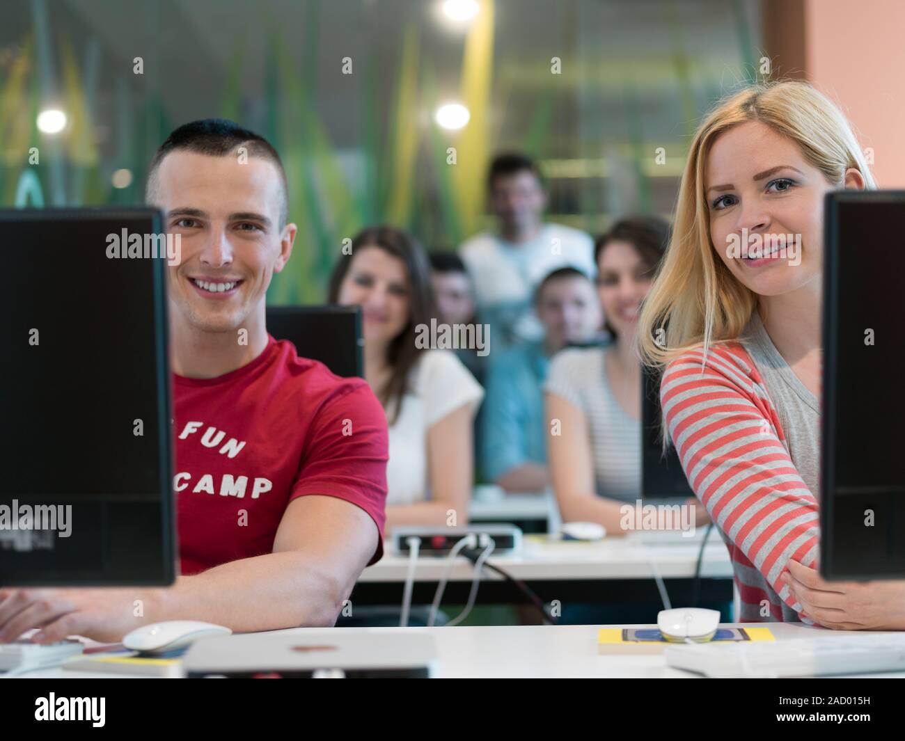 technology students group in computer lab school classroom Stock Photo ...