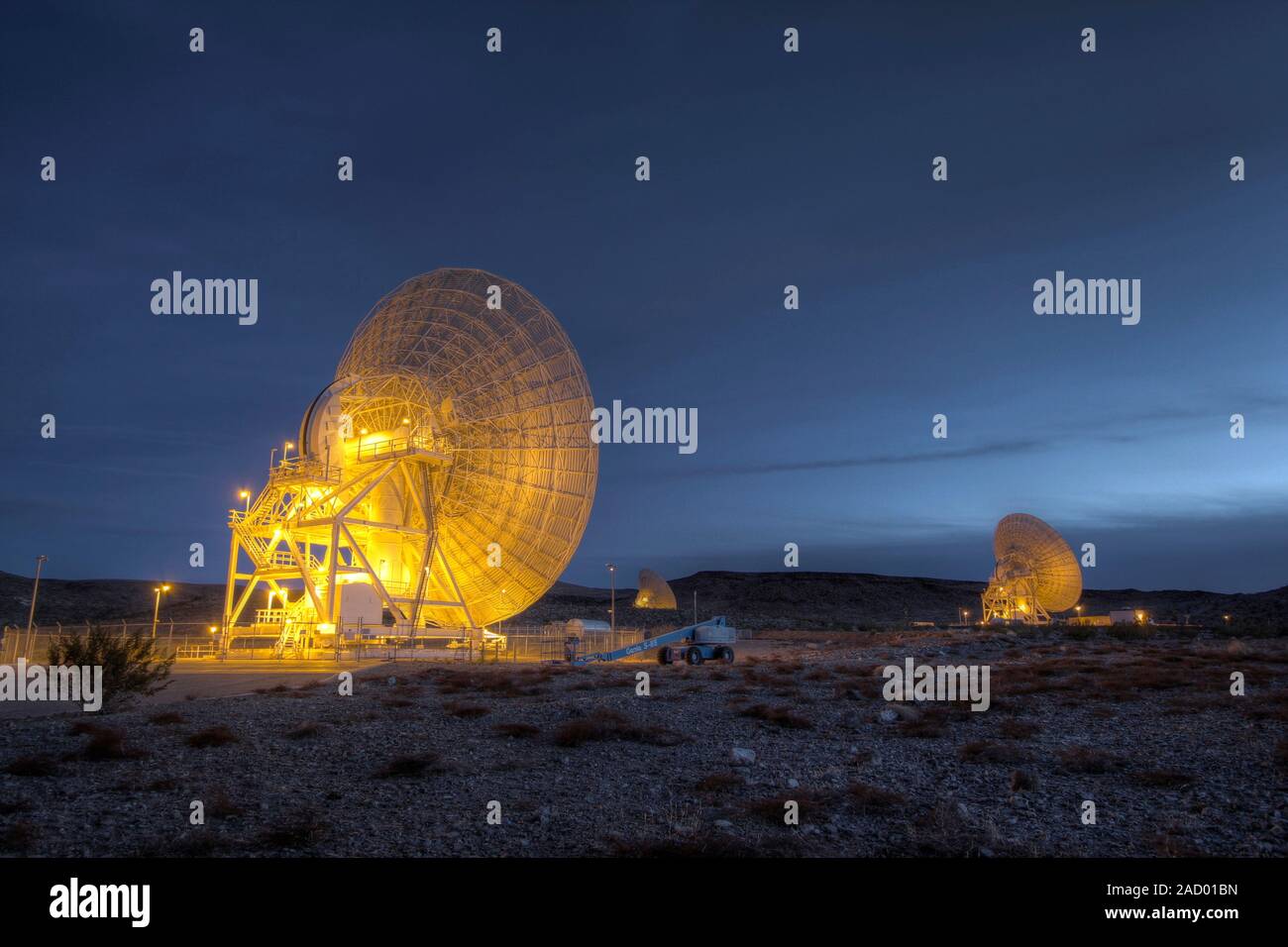 Goldstone Observatory. View of the 34-metre Beam Waveguide antennas at ...