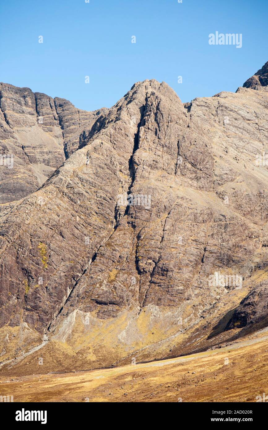 Waterpipe gully on Sgurr an Fheadain on the Cuillin Ridge, Isle of Skye ...