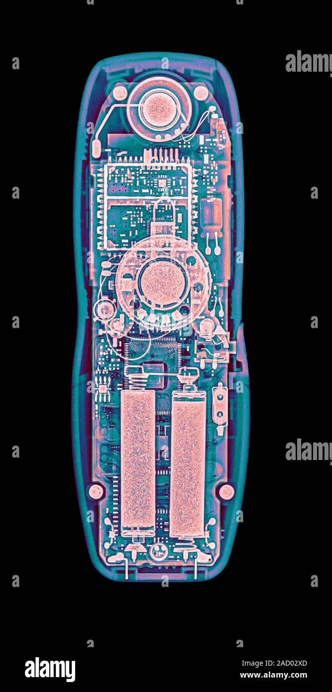 Coloured X-ray of a TV remote control Stock Photo - Alamy