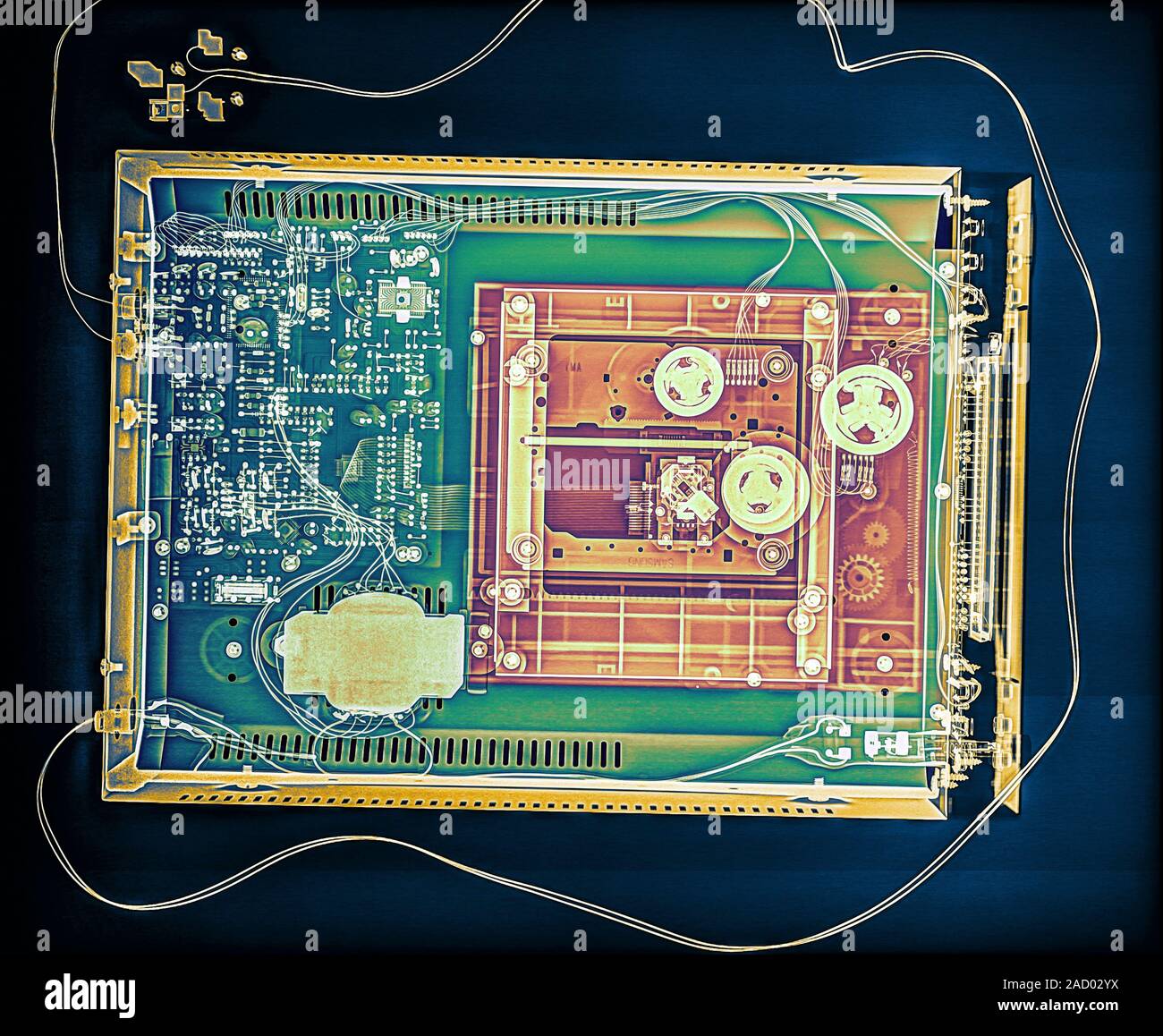 Coloured X-ray of an optical disc drive Stock Photo - Alamy