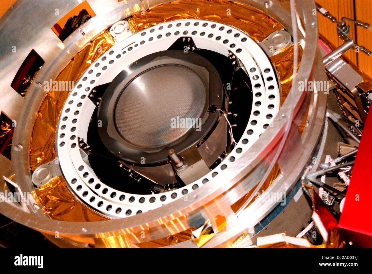 Deep Space 1 ion engine. Close-up of the experimental solar-powered ion ...