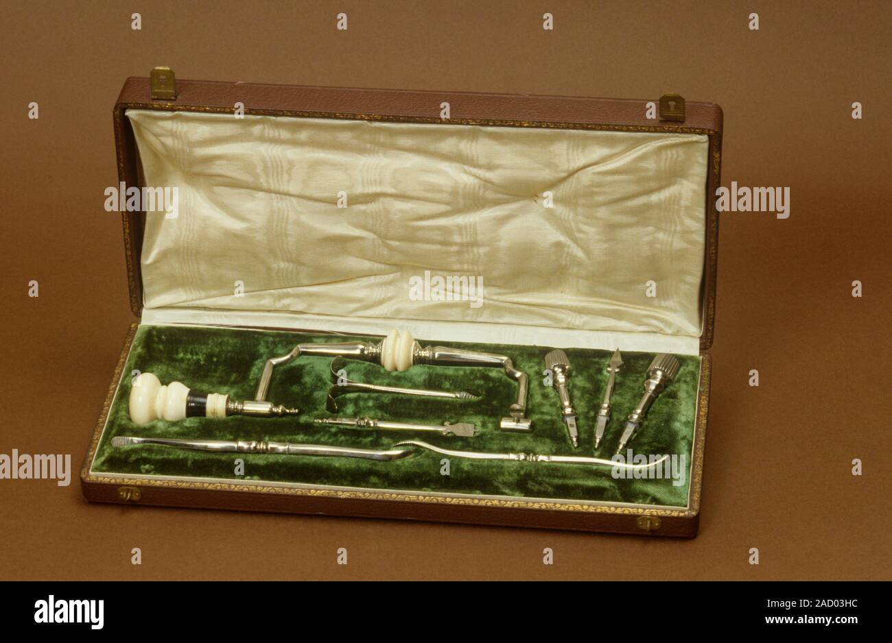 A set of trepanning instruments, including trepanning brace and ...