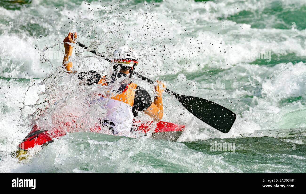 kayak race in the rapids Stock Photo - Alamy