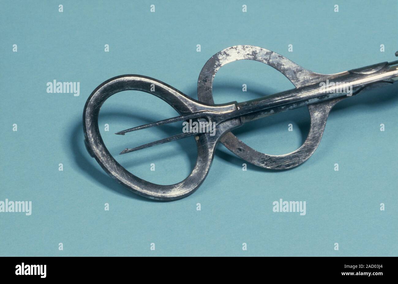 Tonsillectomy instrument, close-up. This device is English and dates ...