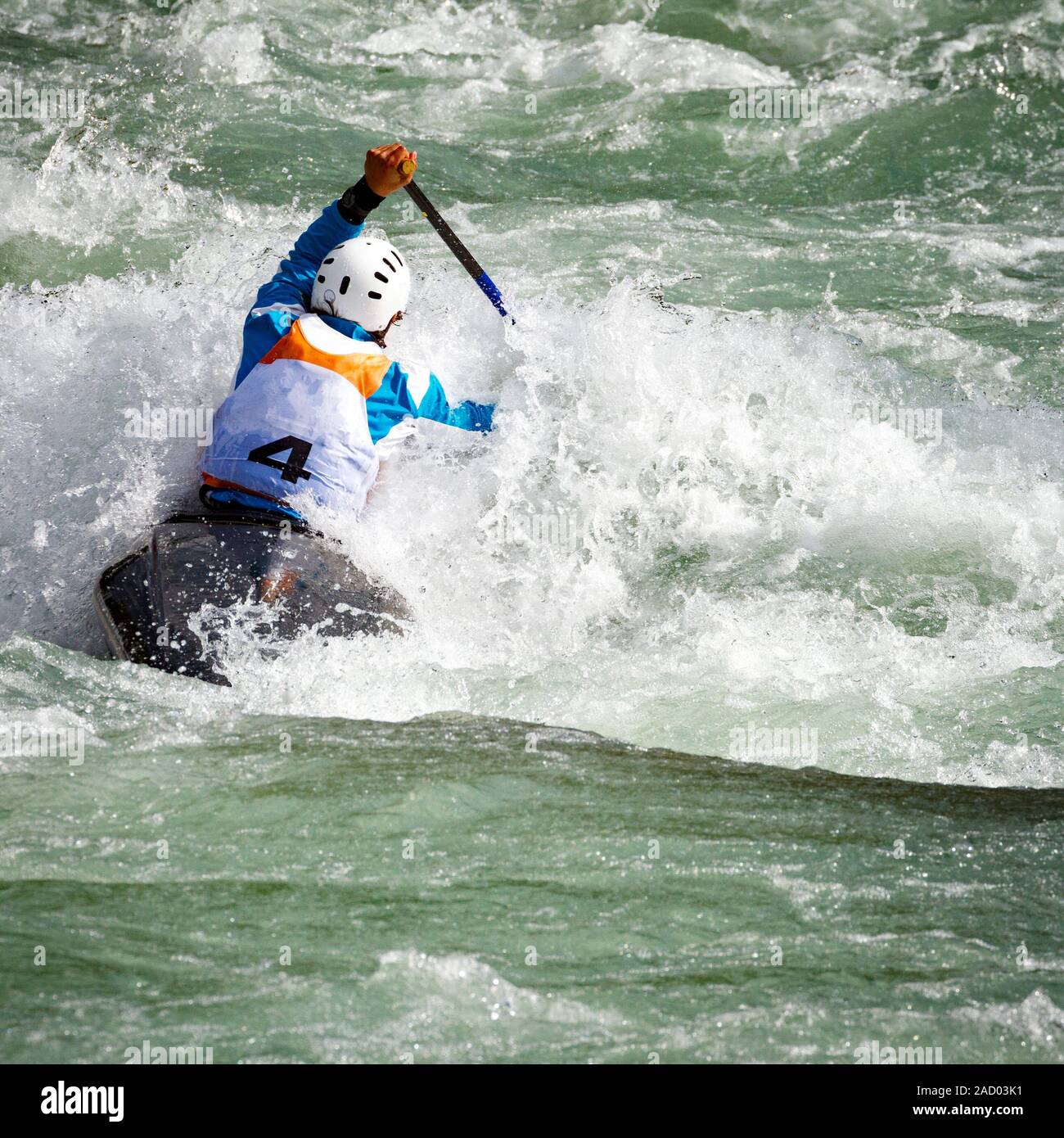 kayak race in the rapids Stock Photo - Alamy
