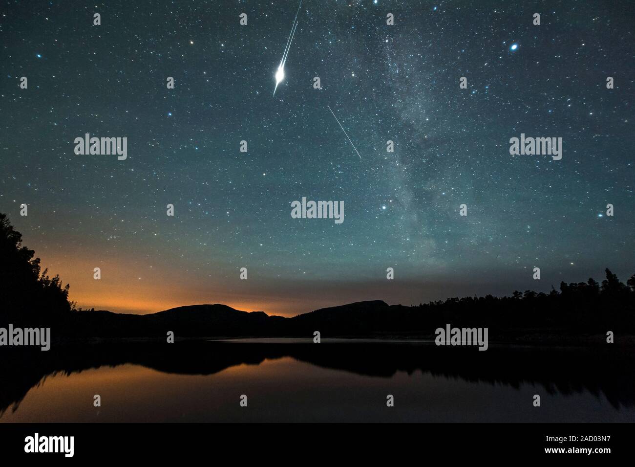 Satellite flare. View of an Iridium satellite's flare in the night sky ...