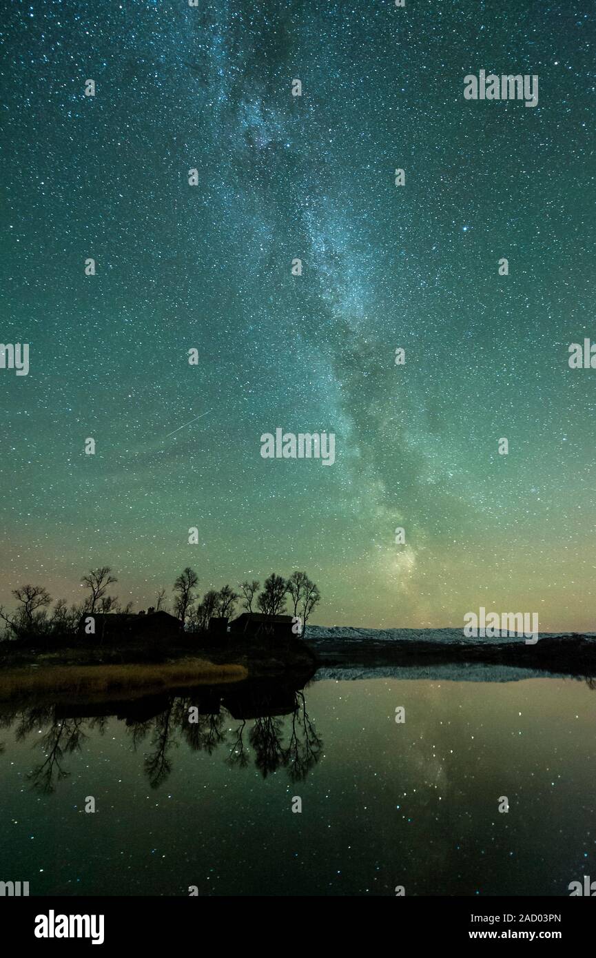 Milky Way. View of the Milky Way in the night sky over water ...