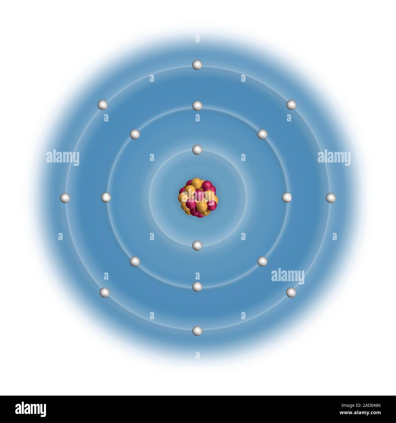 Argon (Ar). Diagram showing the nuclear composition and electron ...