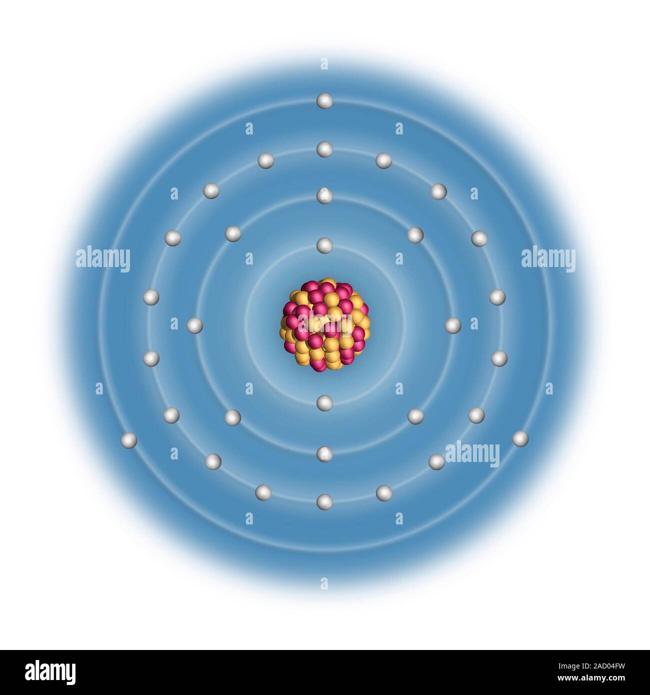 Gallium (Ga). Diagram of the nuclear composition and electron ...
