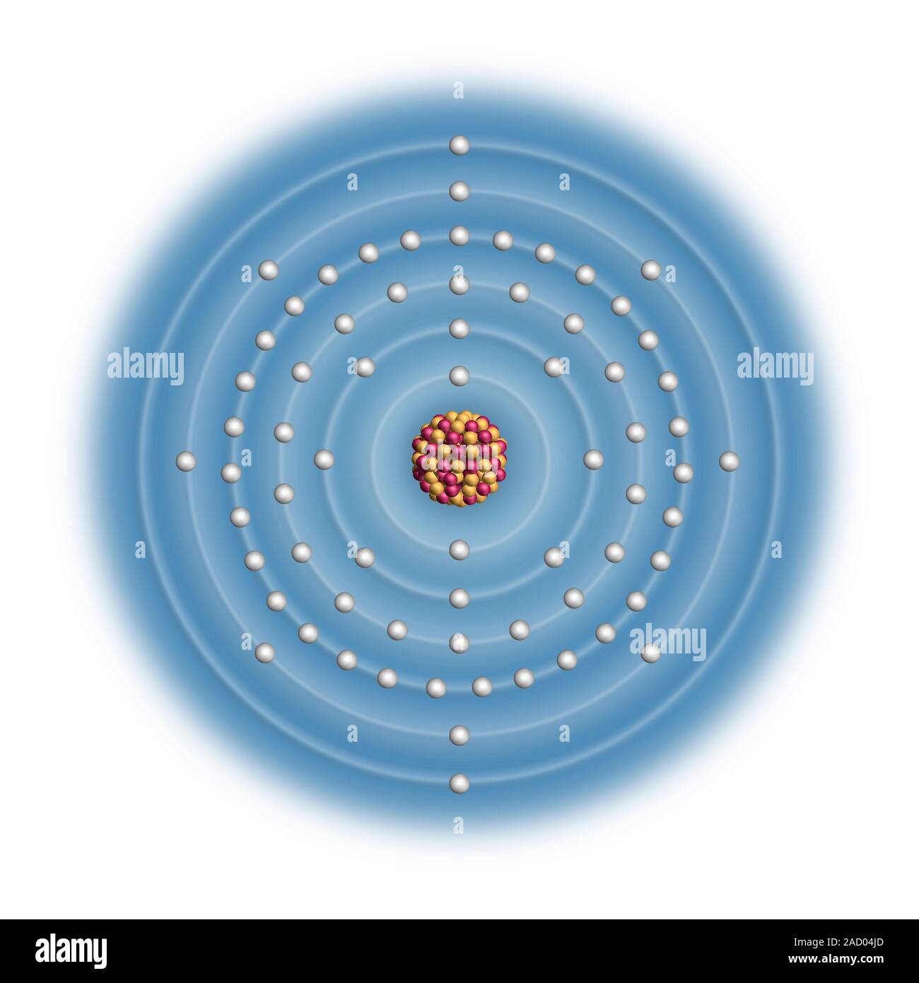 Thulium (Tm). Diagram of the nuclear composition and electron ...