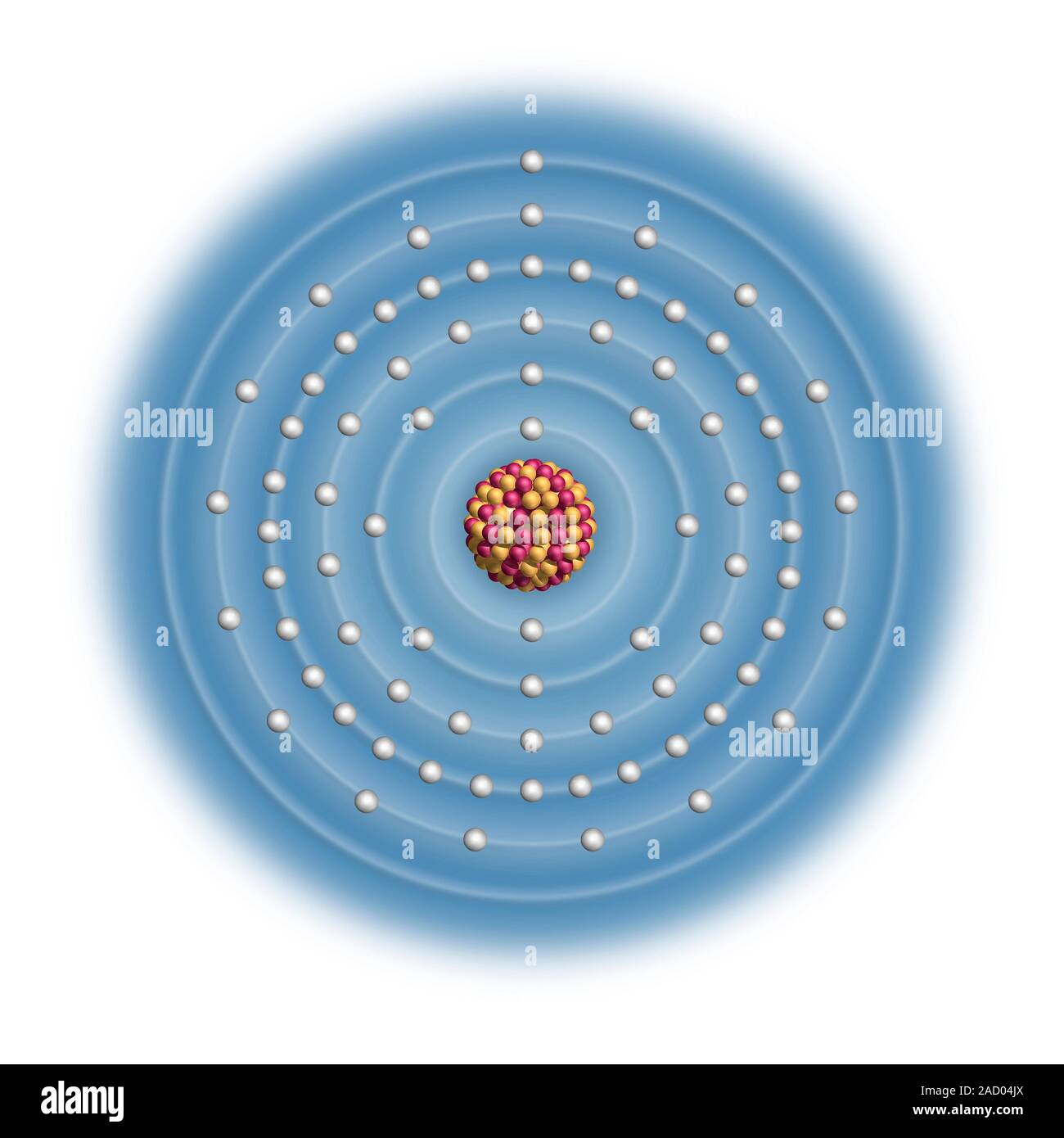 Platinum (Pt). Diagram of the nuclear composition and electron ...